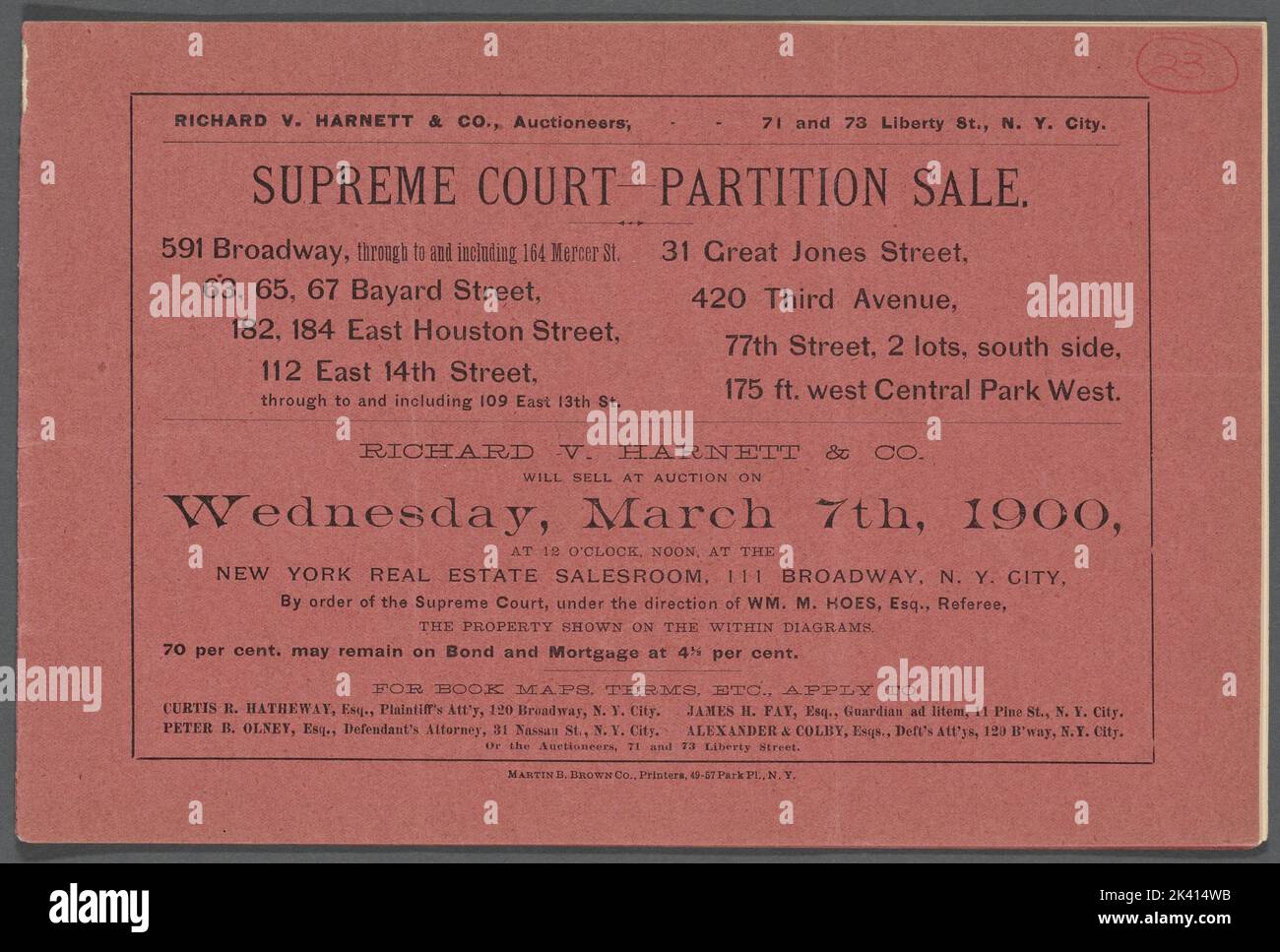 Supreme Court - Partition Sale Cartographic. Maps. 1900-03-07. Lionel ...