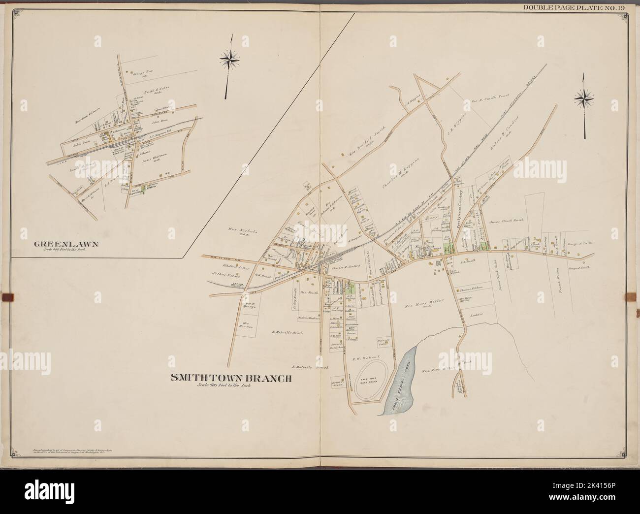 Suffolk County, V. 2, Double Page Plate No. 19 Map bounded by Greenlawn ...