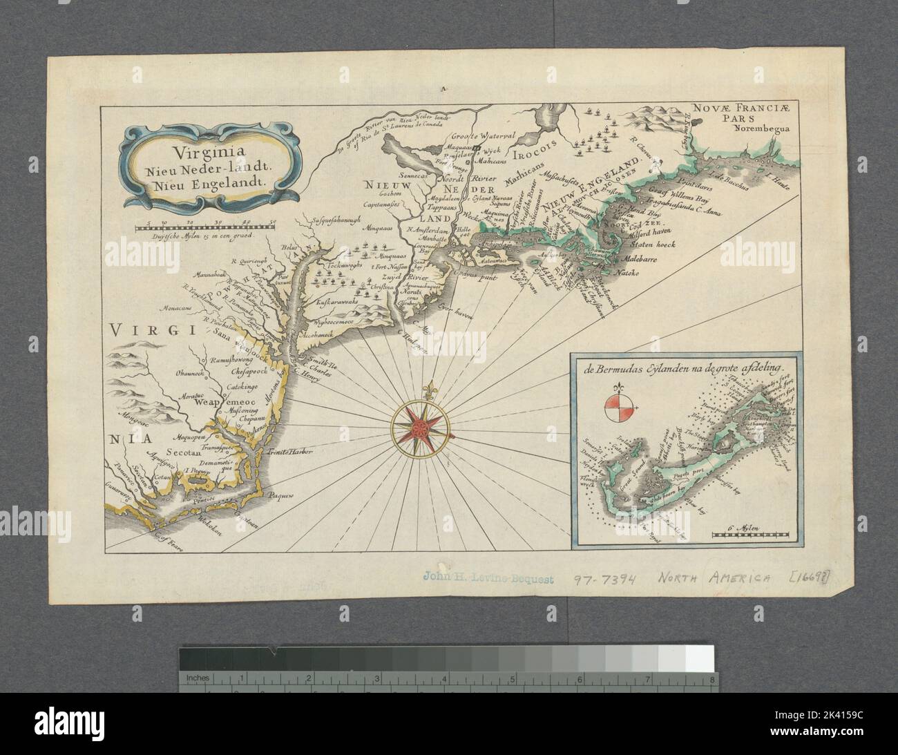 Virginia, Nieu Neder-landt, Nieu Englandt. Cartographic. Maps. 1669 ...