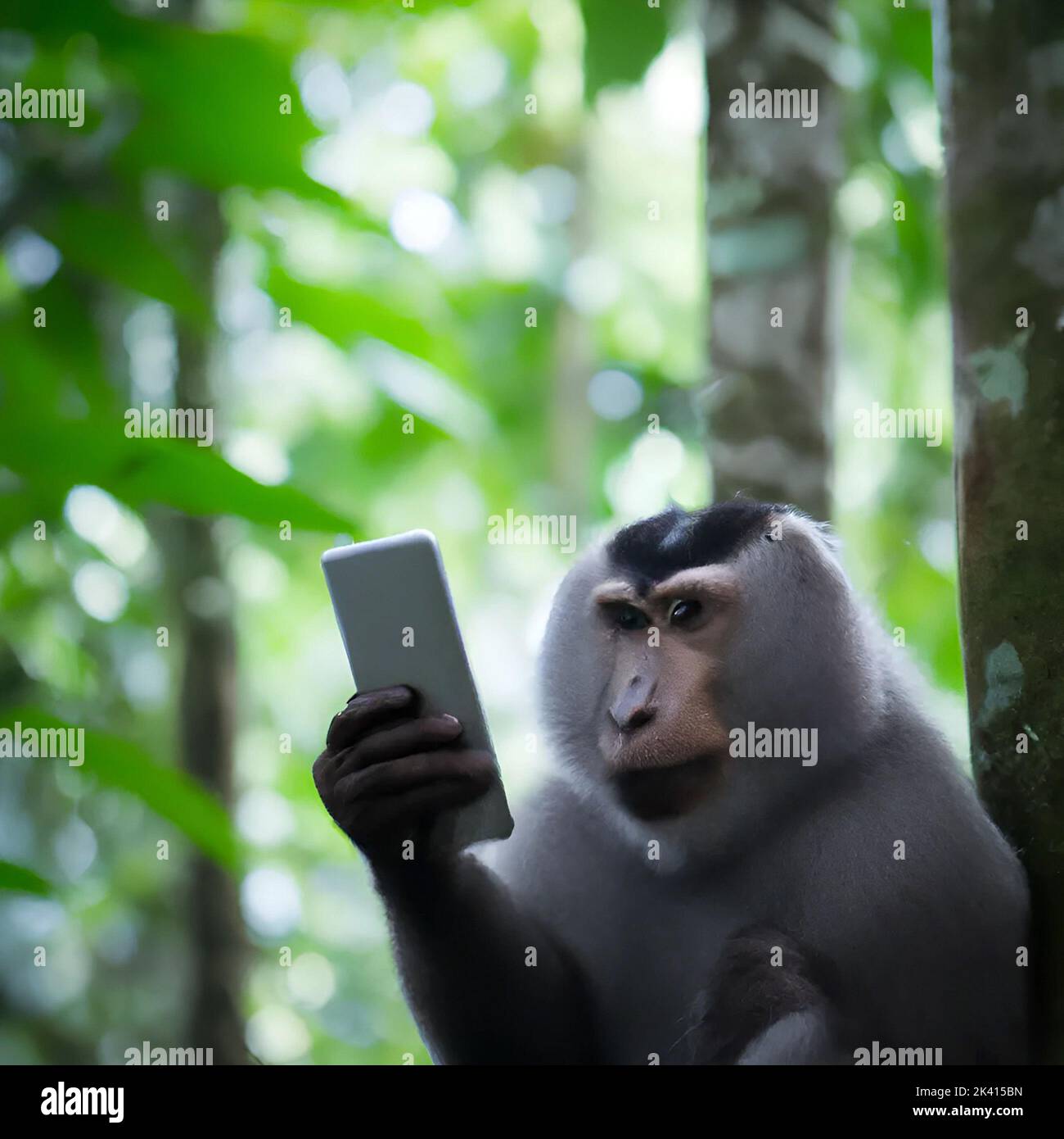 Monkey illustration touch hi-res stock photography and images - Alamy