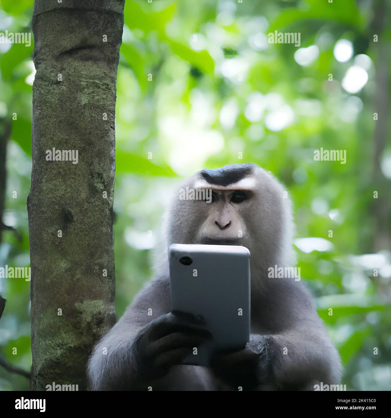 Monkey illustration touch hi-res stock photography and images - Alamy