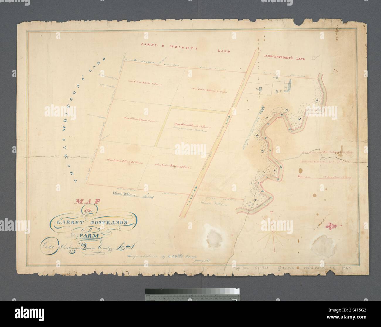 Map of Garret Nostrand's farm at Flushing, in Queens County, L.I ...