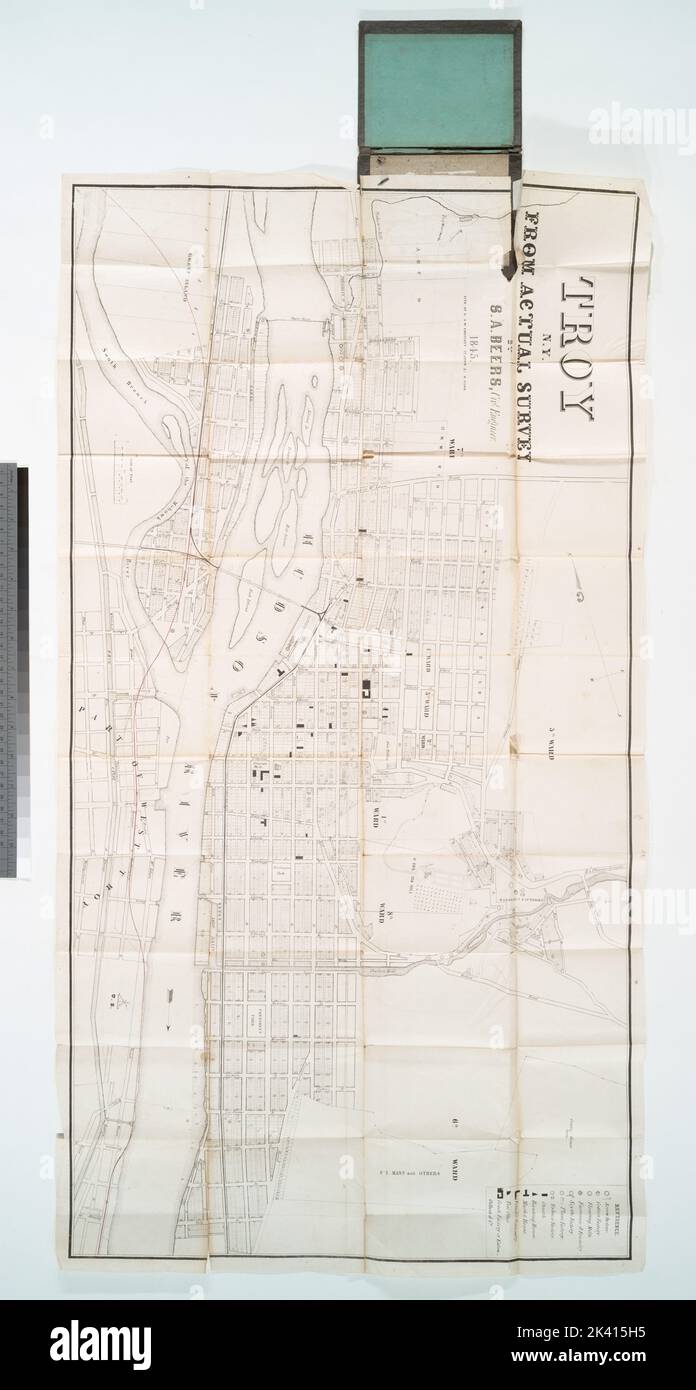 Troy, N.Y., from actual survey Cartographic. Maps. 1845. Lionel Pincus ...