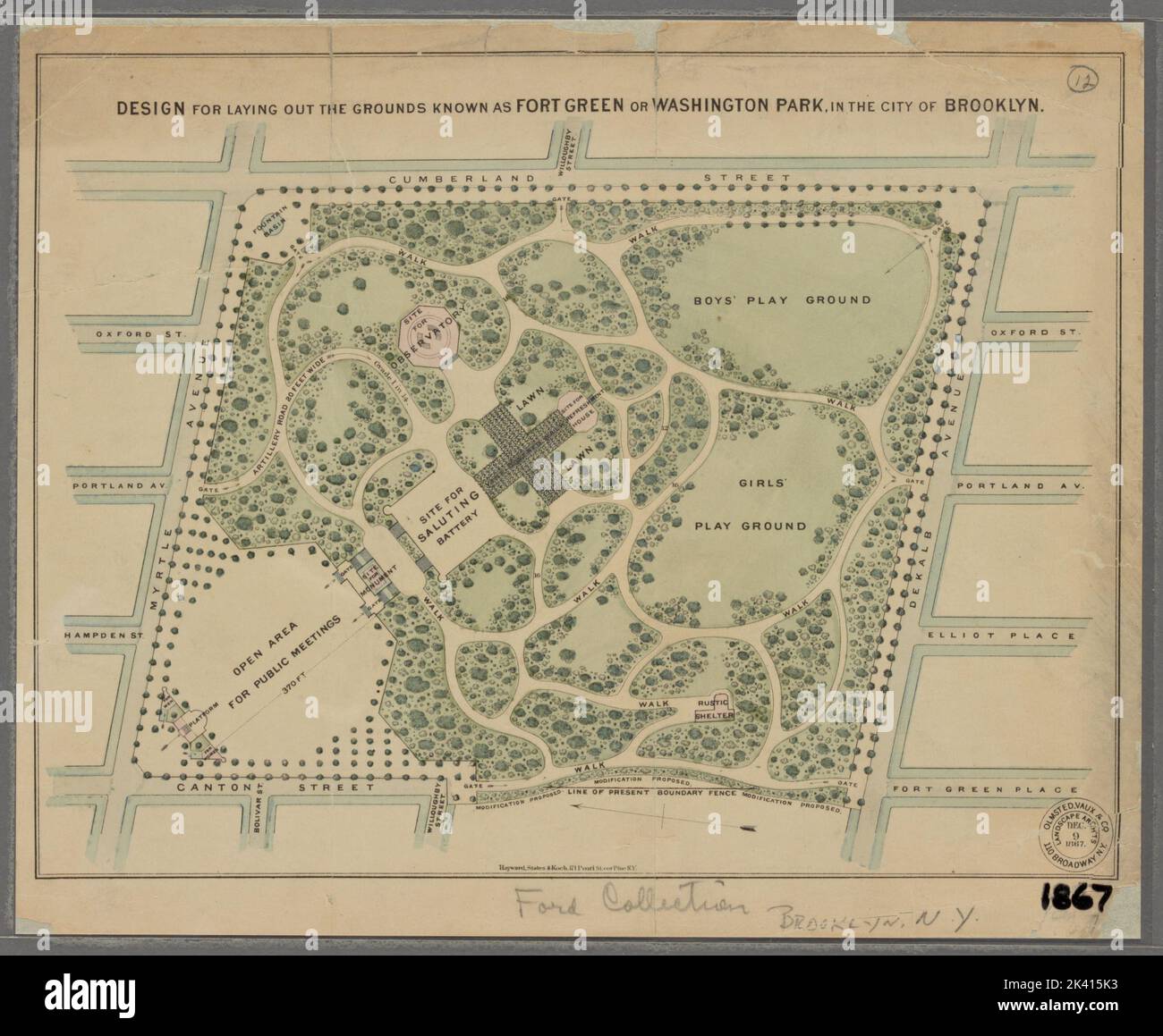 Design for Laying out the Grounds Known as Fort Green or Washington ...