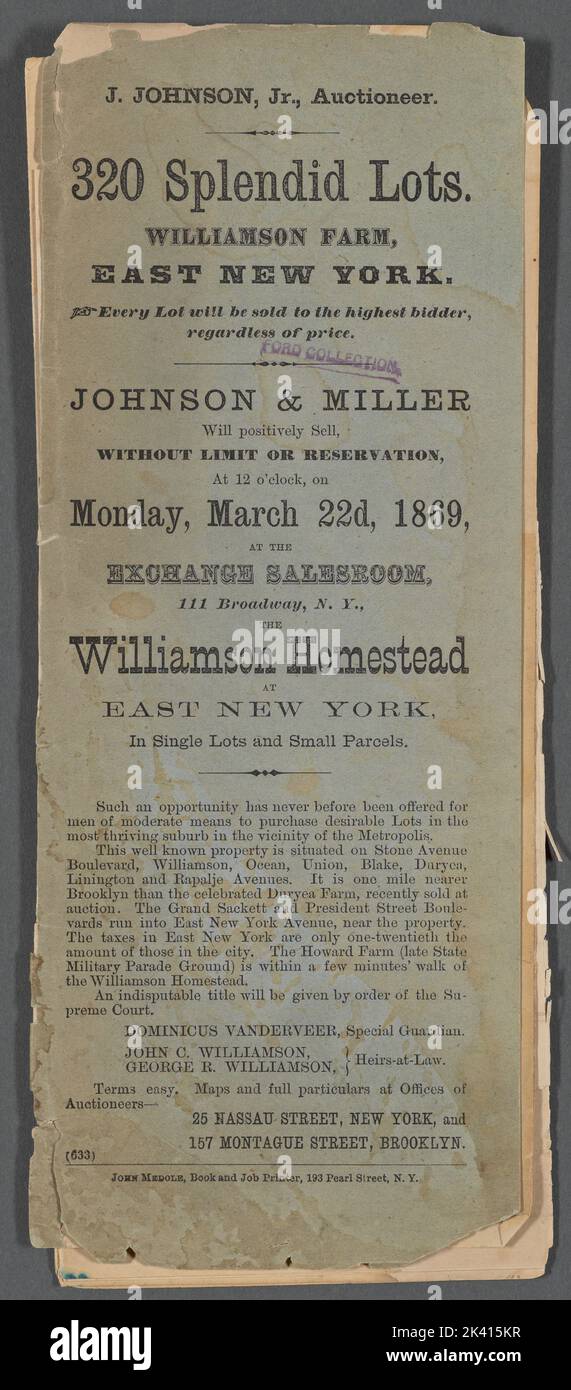 320 Splendid Lots. Williamson Farm, East New York Cartographic. Maps ...
