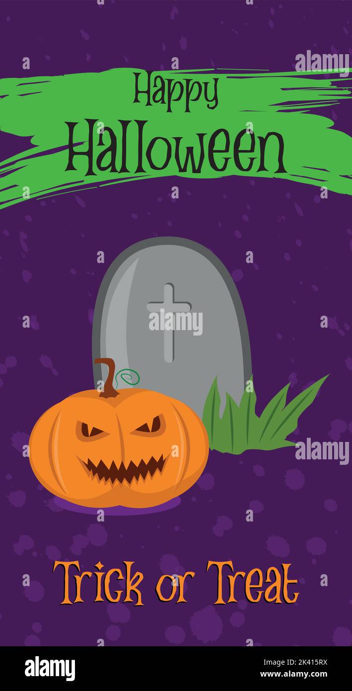 Grave funny pumpkin cat Stock Vector Images - Alamy