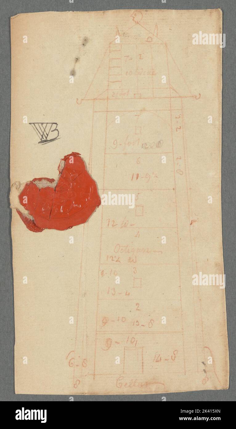 Sketch and dimensions of a lighthouse 1780 - 1810. text. Documents ...