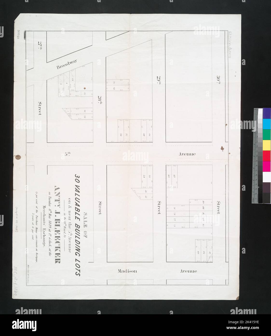 Sale of 30 valuable building lots on & near the 5th Avenue in the 18th ...