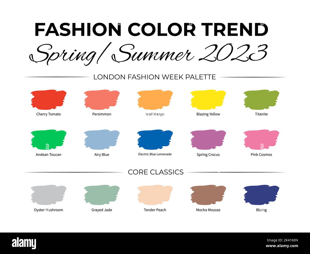Fashion Color Trend Spring Summer 2023. Trendy colors palette guide ...