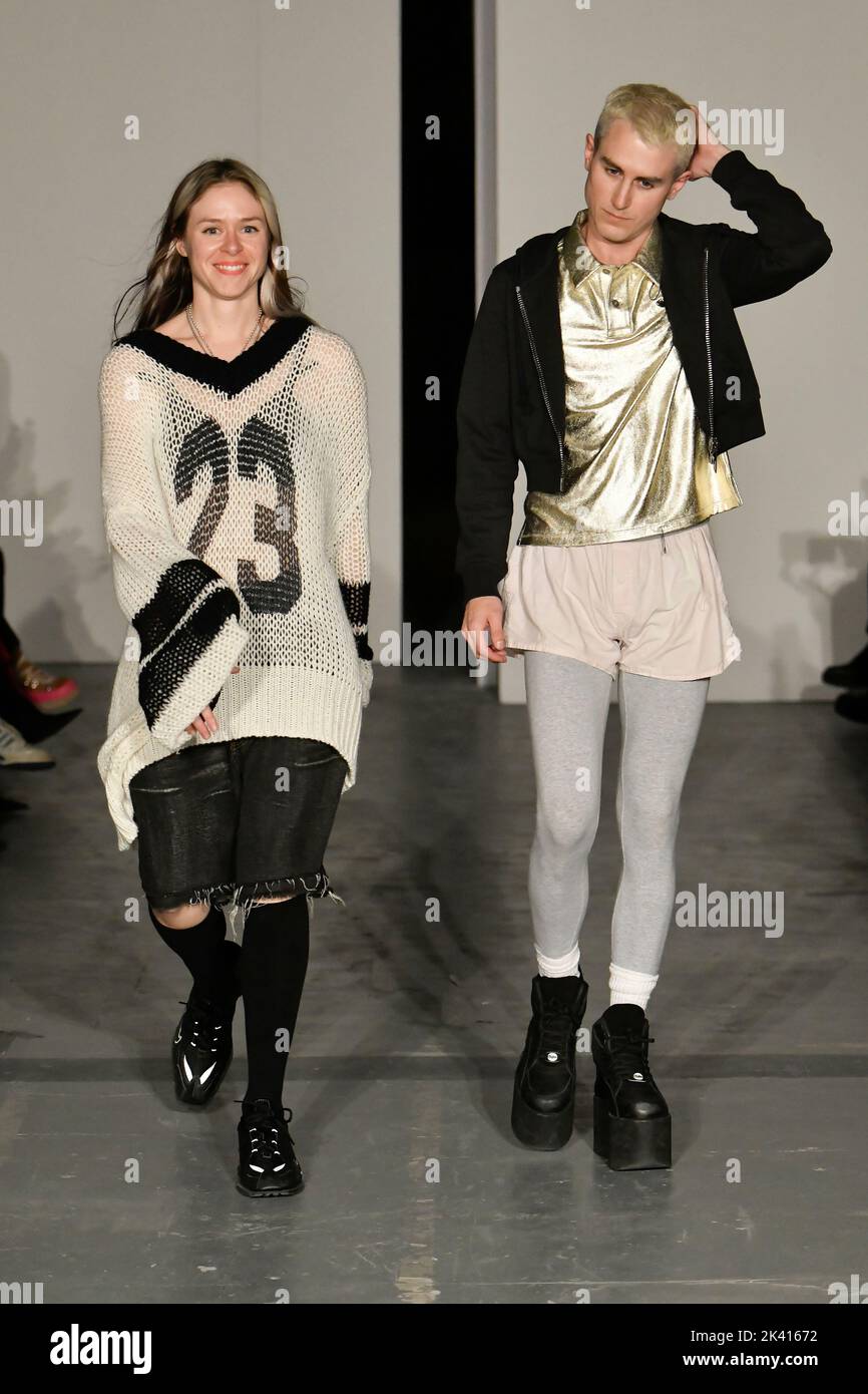 Designer's Bryn Taubensee and Patric DiCaprio on the runway at the ...