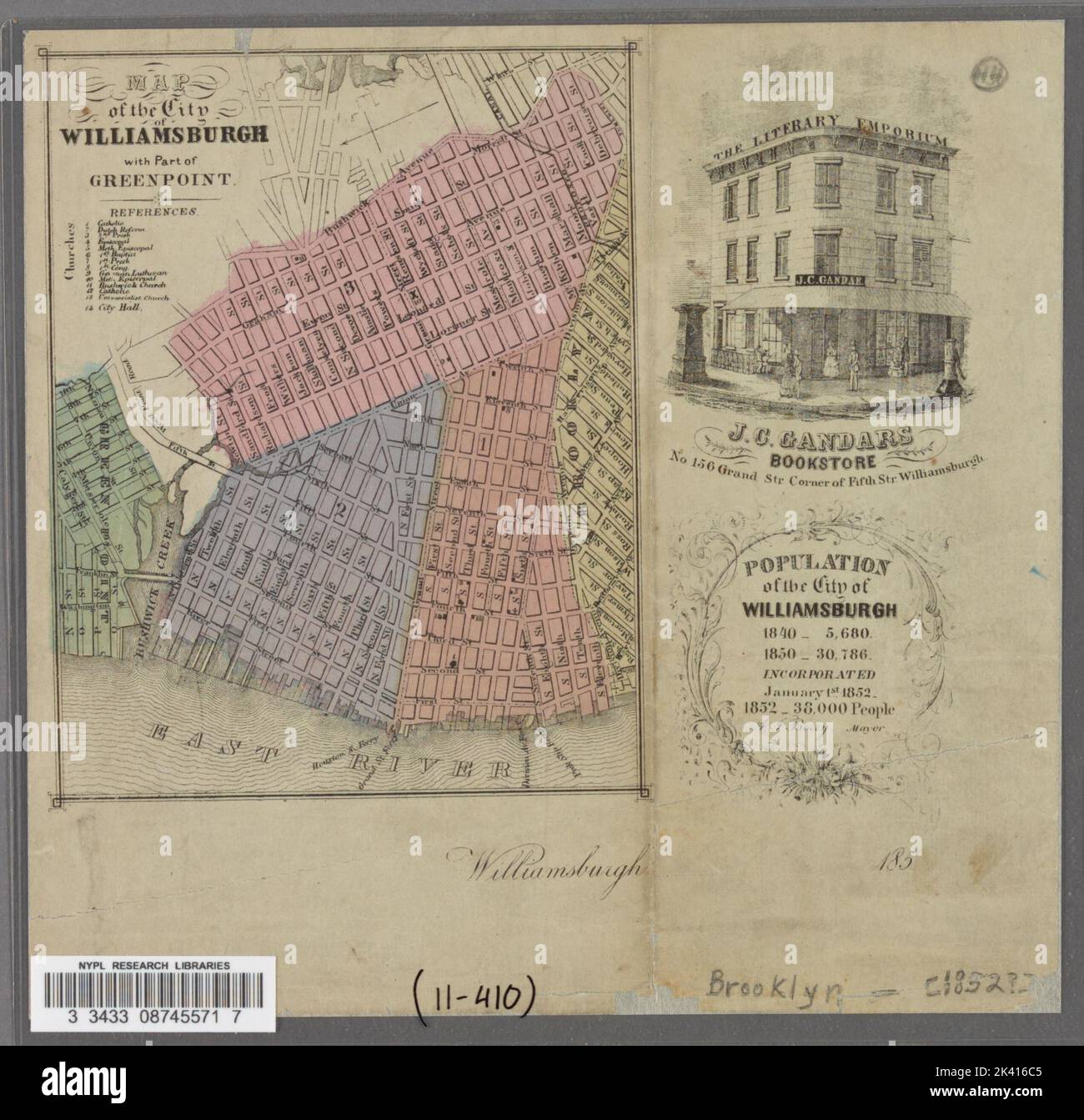 Map of the City of Williamsburg with part of Greenpoint. Cartographic ...
