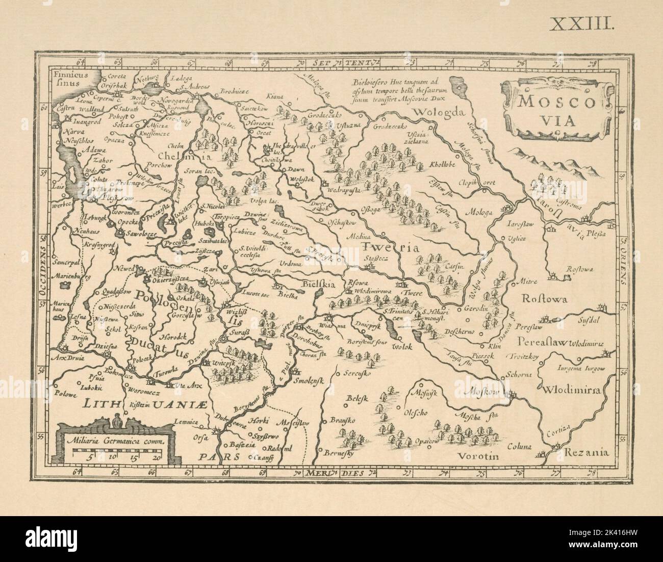 Karta Moskovii, izdannaia Iodokom Gondiusom. Str.12 A map of Moskovia ...