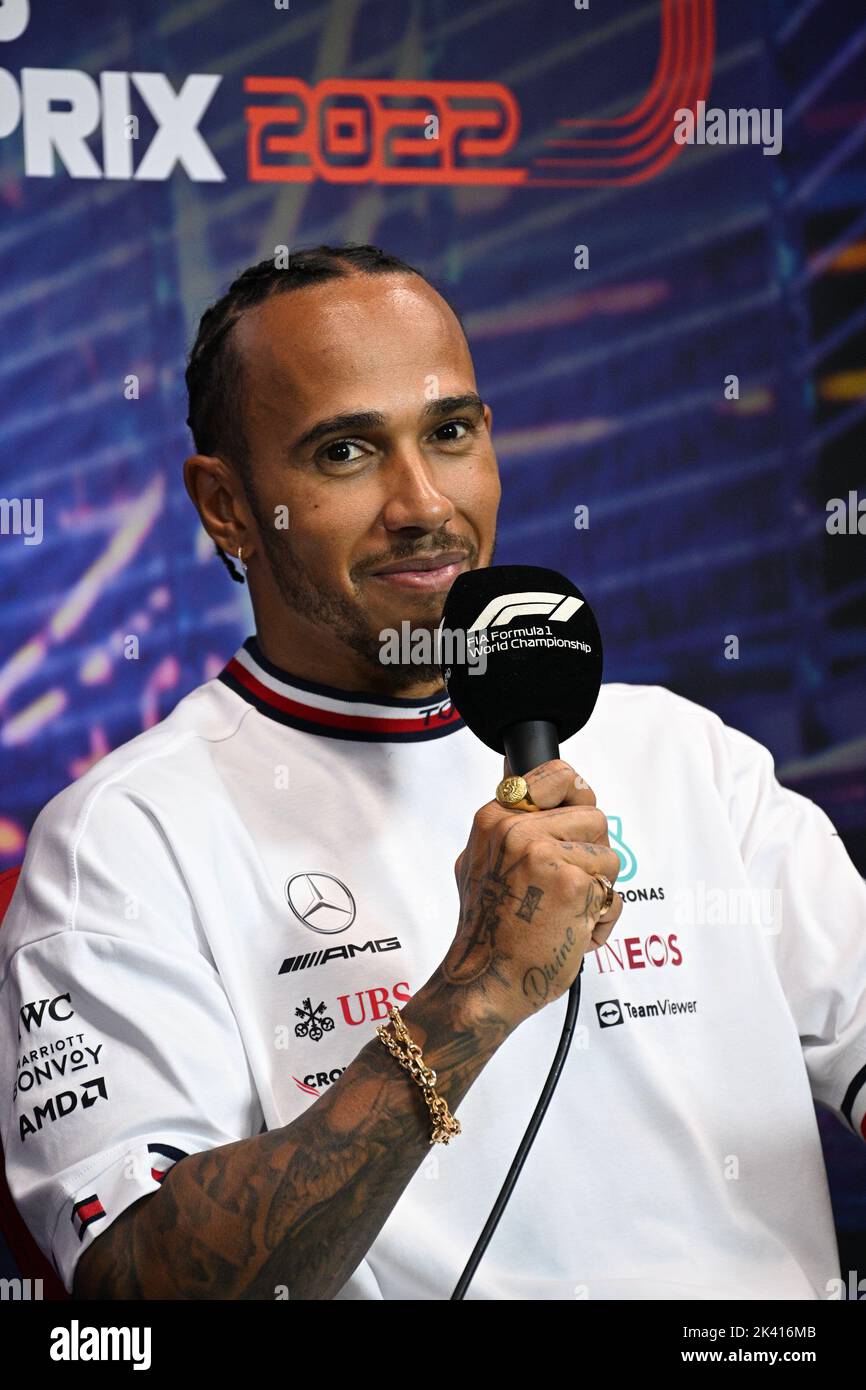 Singapore. 29th Sep, 2022. Mercedes' British driver Lewis Hamilton ...
