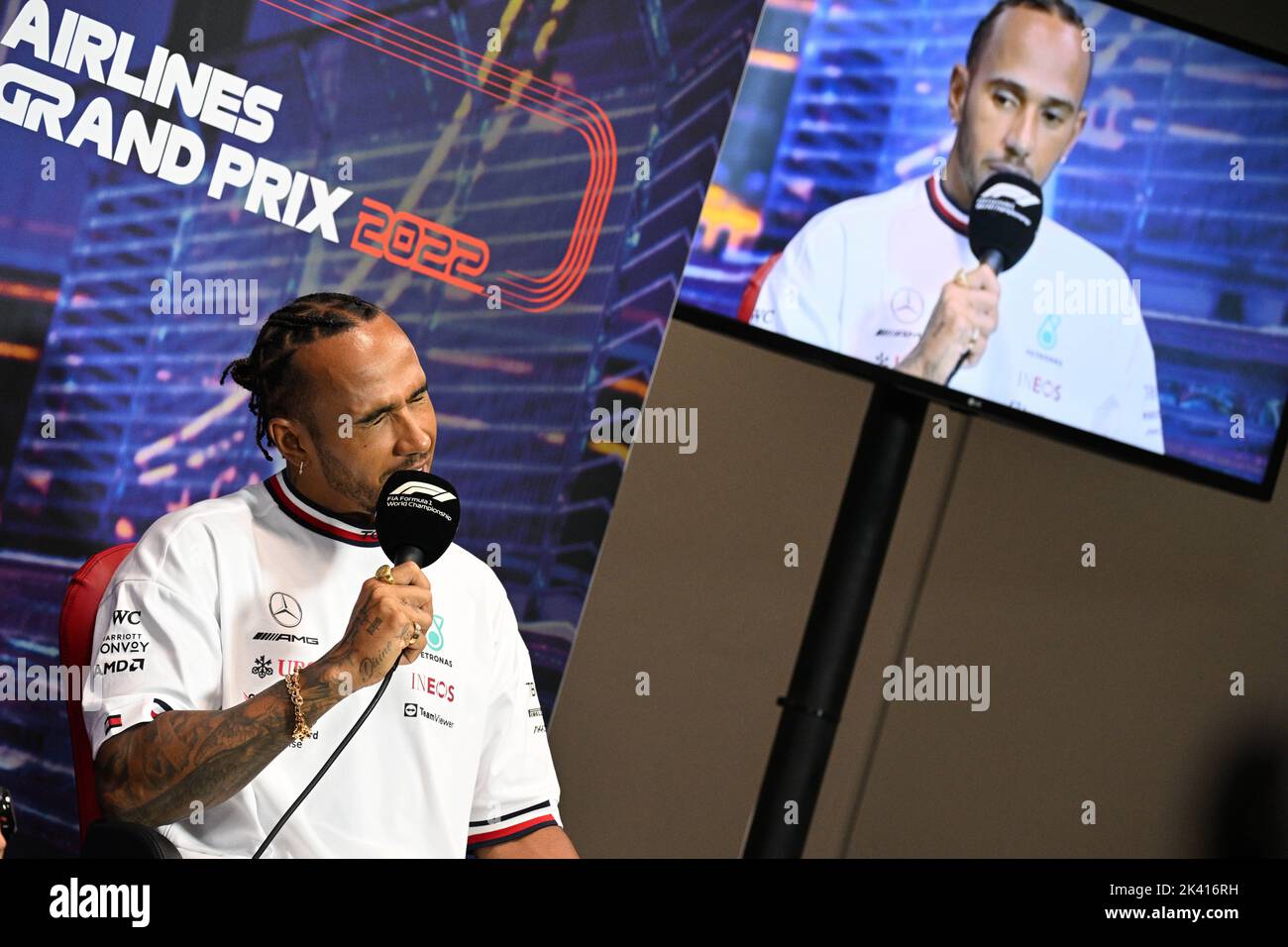 Singapore. 29th Sep, 2022. Mercedes' British driver Lewis Hamilton ...