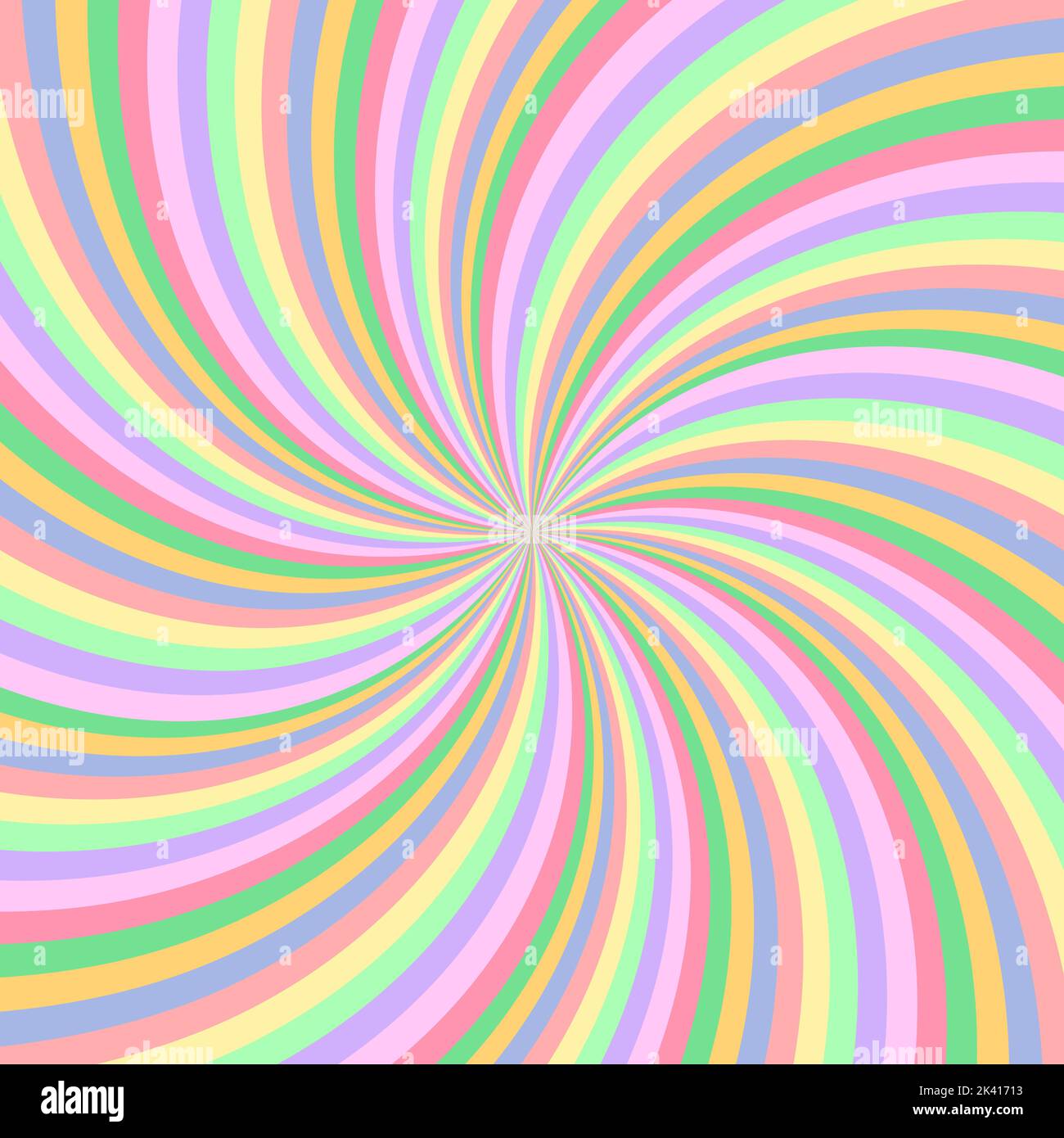 Rainbow swirl background. Radial pastel rainbow of twisted spiral ...