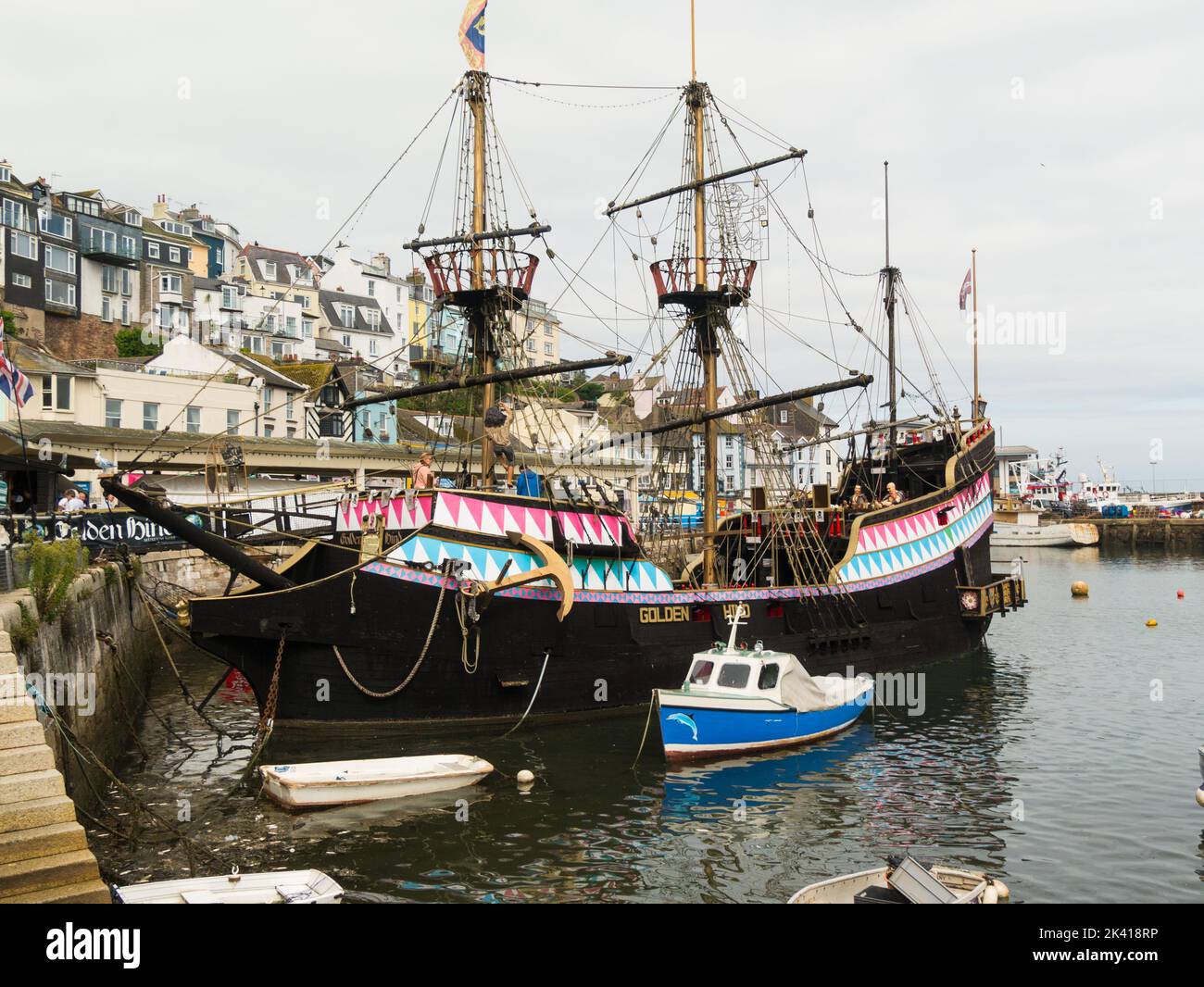 Golden Hind in Brixham Harbour one of two full sized replicas in world ...