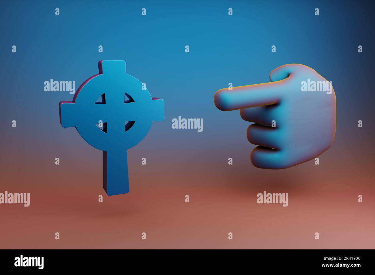 Beautiful illustrations abstract Hand index finger points to cross ...