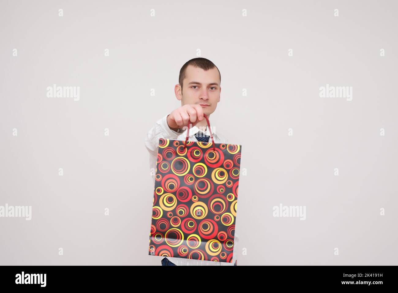 Happy male shopper - Stock Image Stock Photo - Alamy