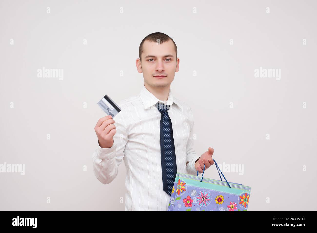 Happy male shopper - Stock Image Stock Photo - Alamy