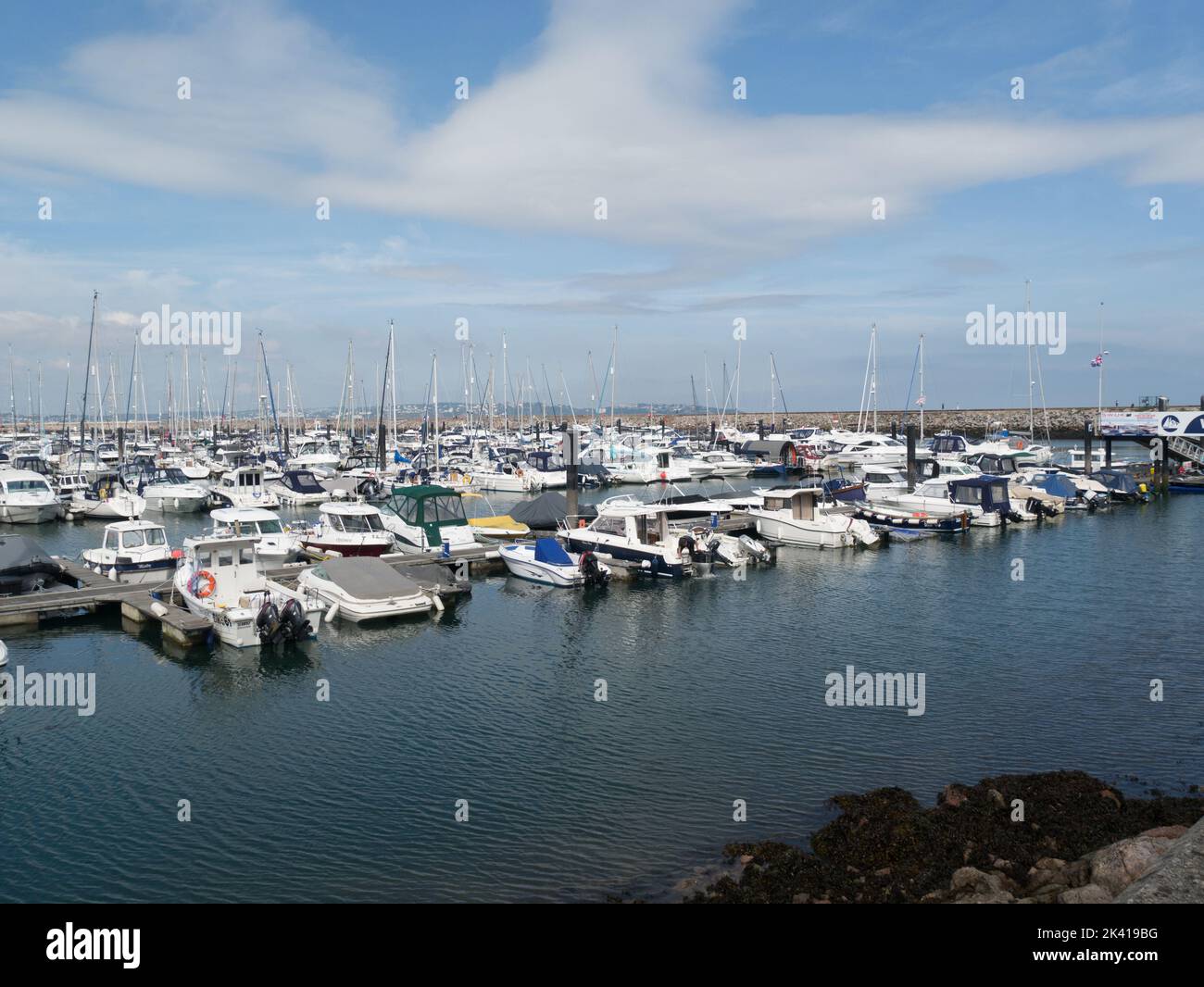 View across Brixham Marina attractive English Riviera fishing town of ...