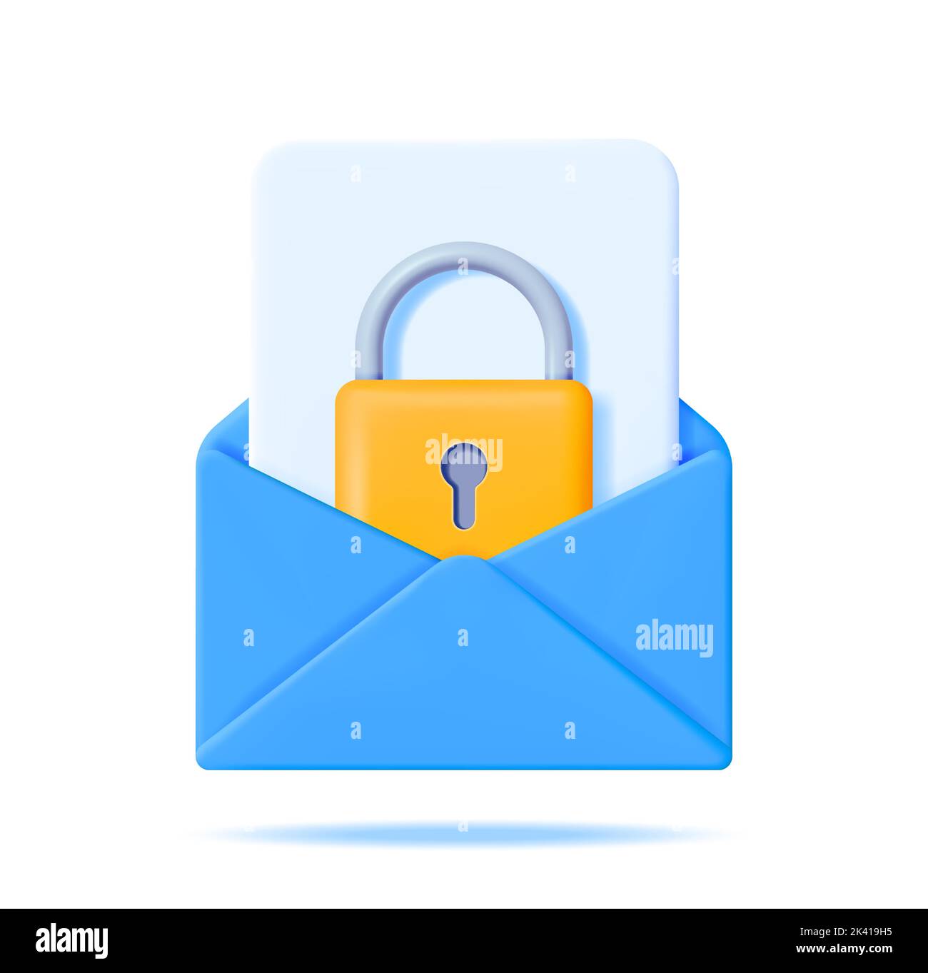 3D Mail Envelope and File with Padlock Isolated Stock Vector Image ...