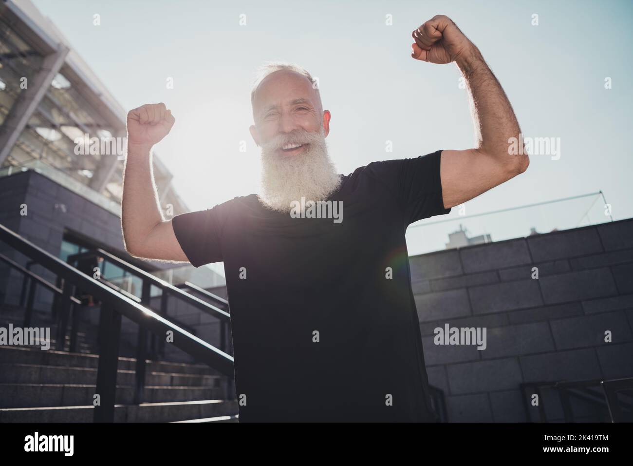 Happy bearded sportsman showing hi-res stock photography and images - Alamy