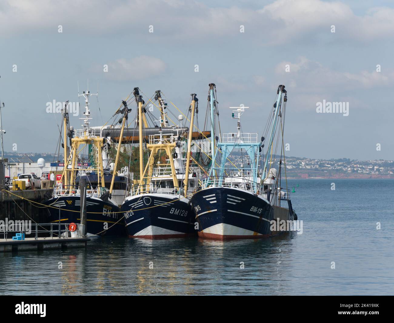 Three large beam fishing trawlers of brixhams fleet hi-res stock ...