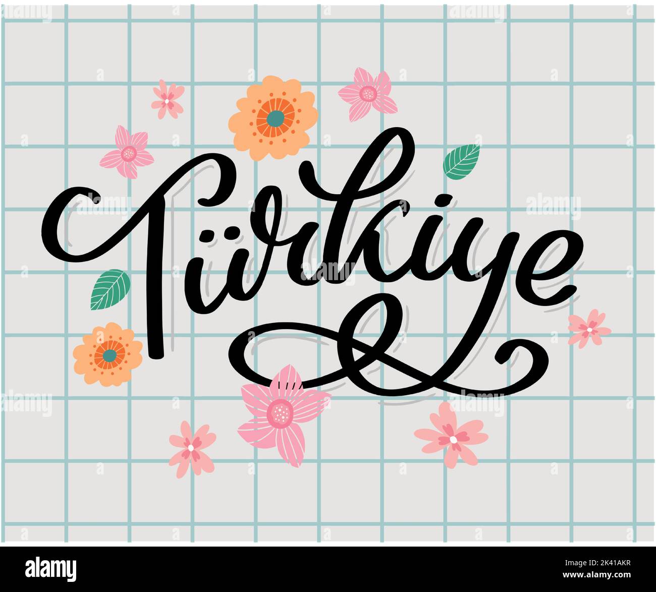 Text in the Turkish: Turkey Lettering. Handwritten name of the country ...