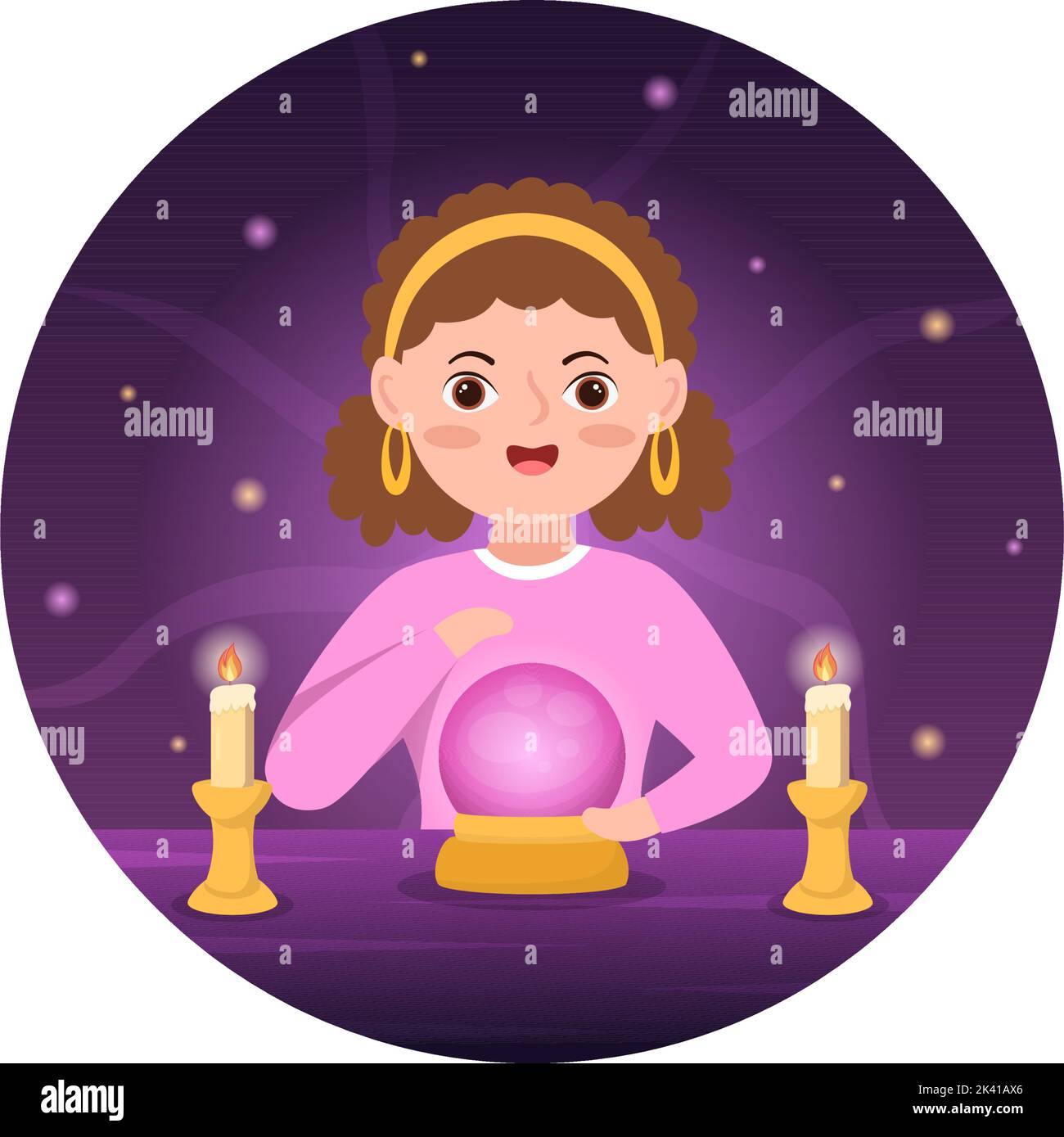 Fortune Teller Template Hand Drawn Cartoon Flat Illustration with ...