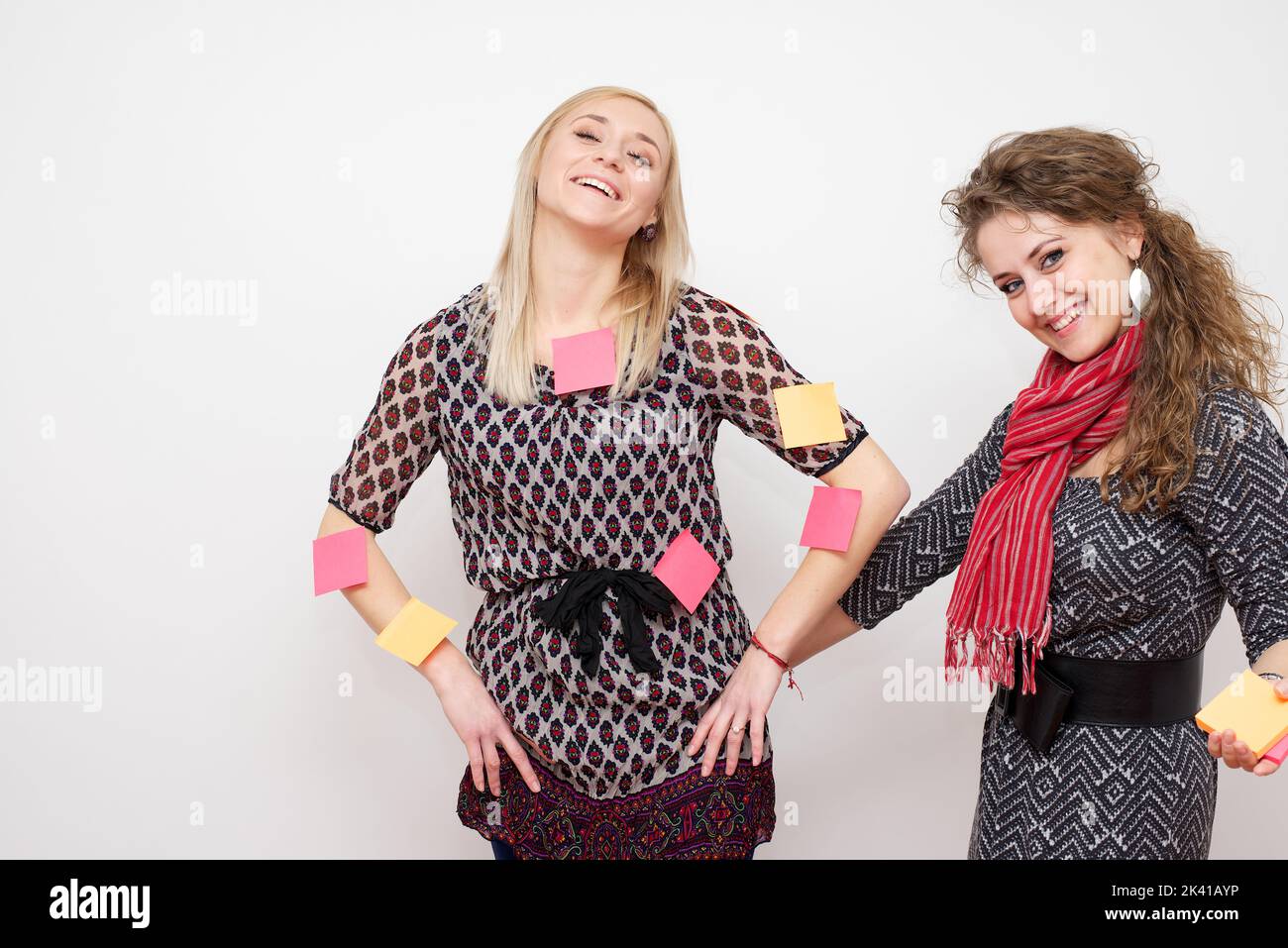 Lady with sticky notes Stock Photo - Alamy