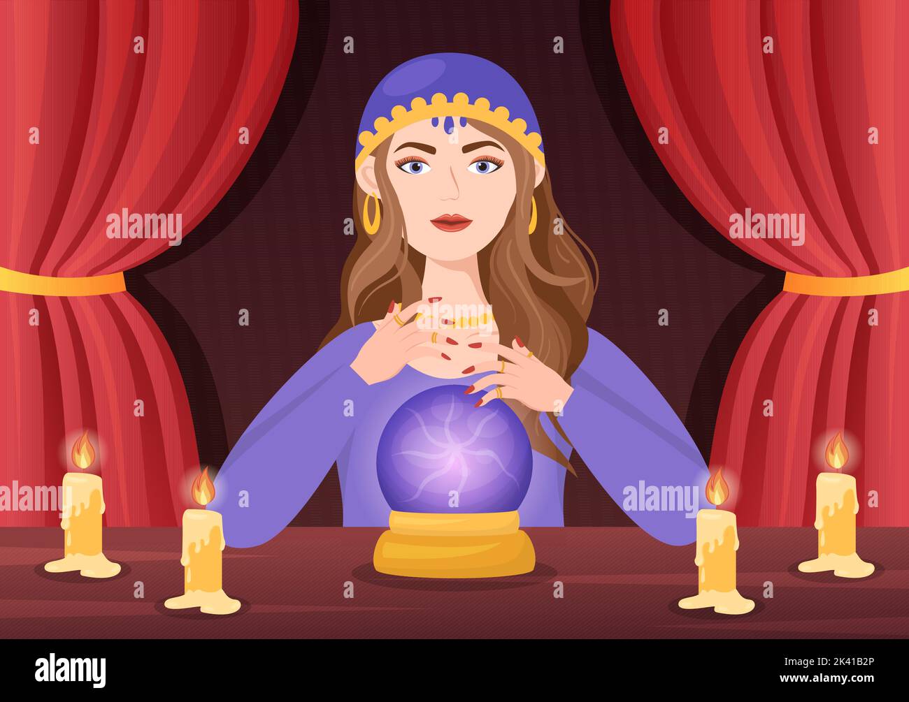 Fortune Teller Template Hand Drawn Cartoon Flat Illustration with ...