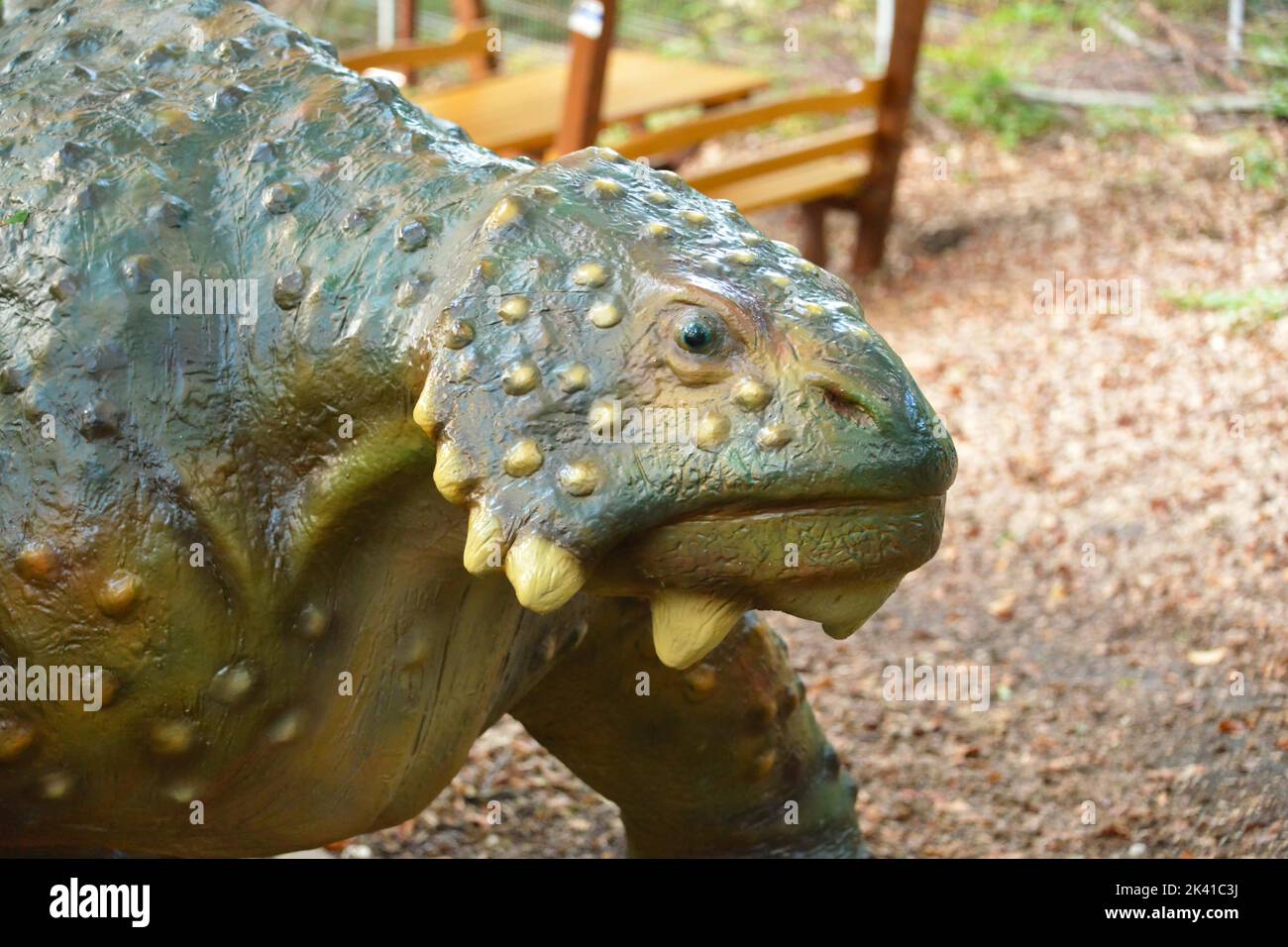 Model of a dinosaur in Dino Parc in Rasnov, Romania. The park recreates ...