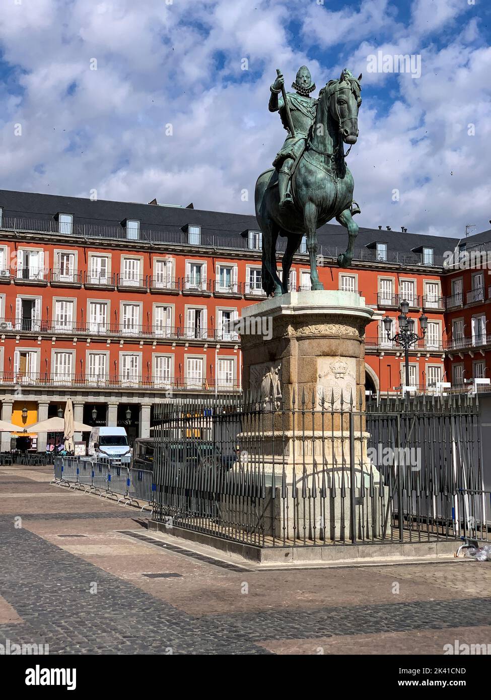 Spain, Madrid. Plaza Mayor. Statue of Felipe III, Philip III Stock ...