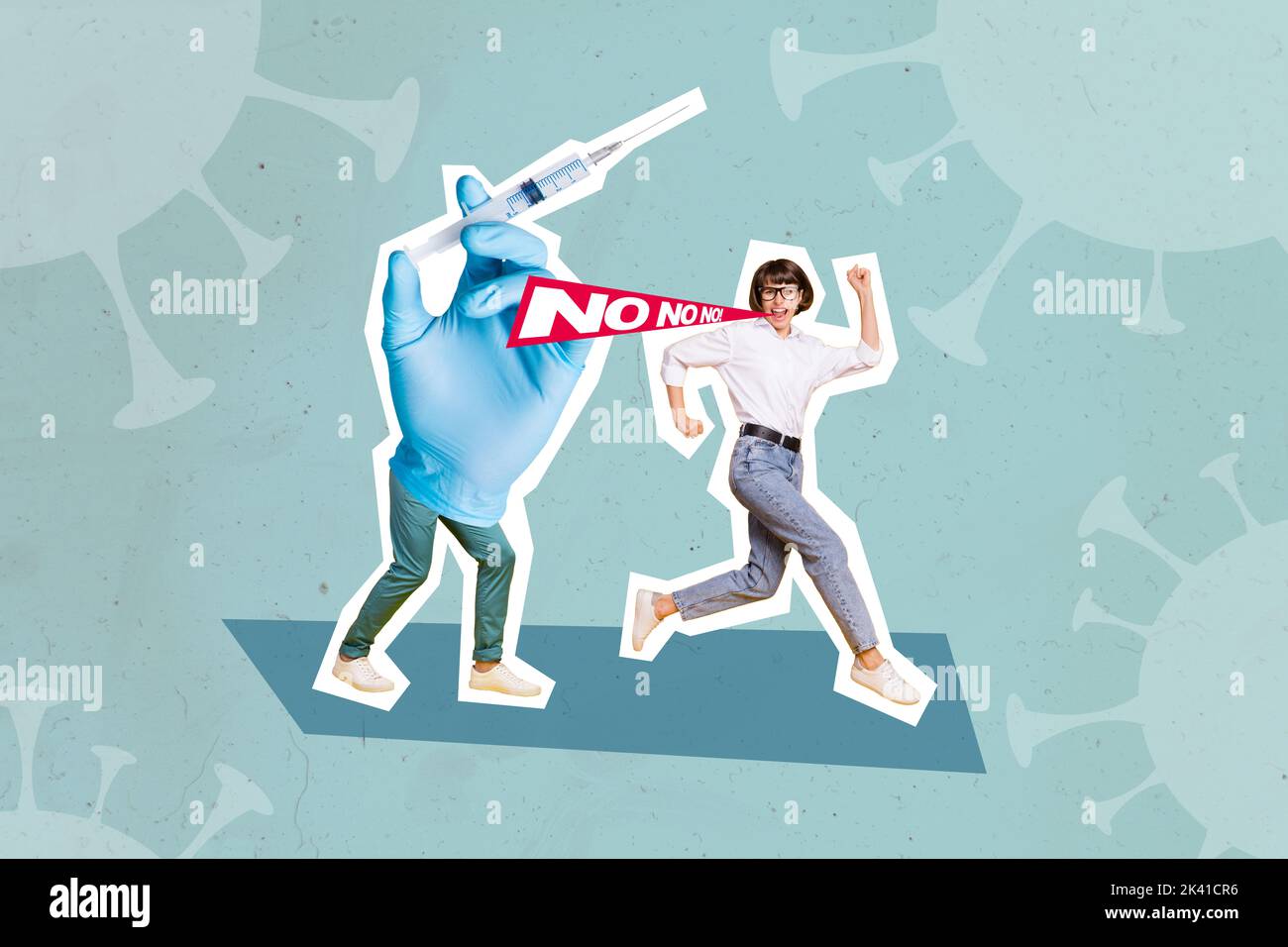 Composite collage image of running away fast girl support ...