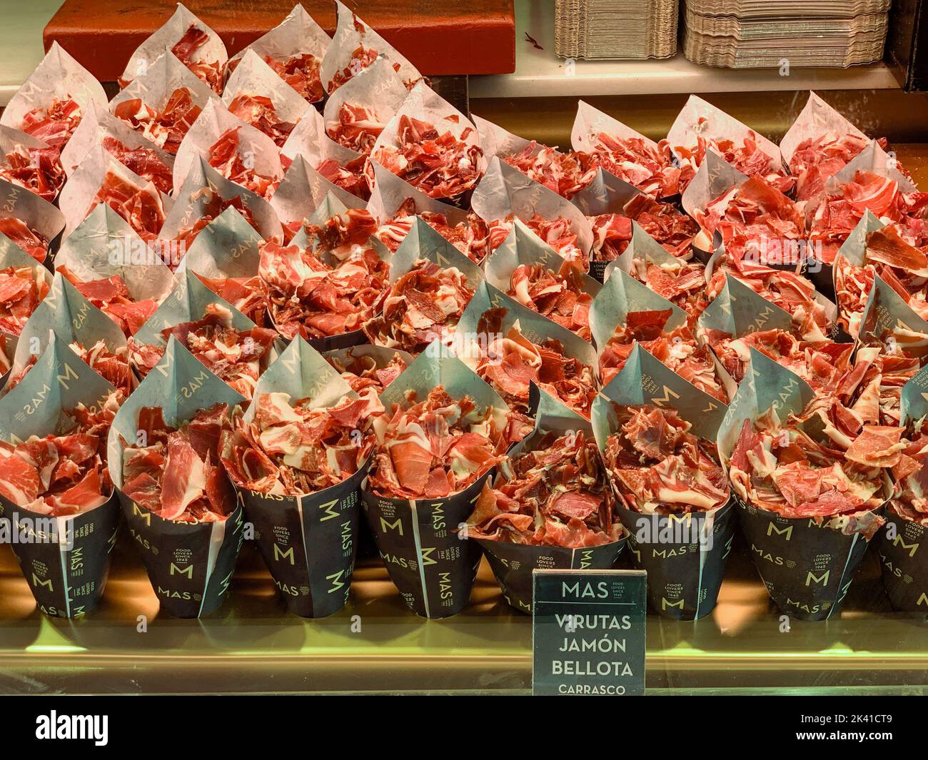 Spain, Madrid. Spanish Ham in the San Miguel Market Stock Photo - Alamy