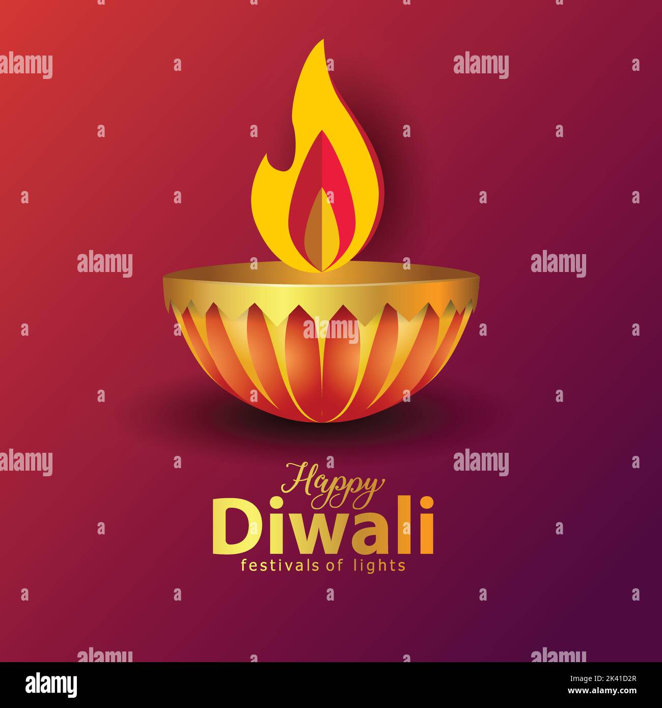 Happy Diwali Indian Festivals Of Light With Paper Diya Vector