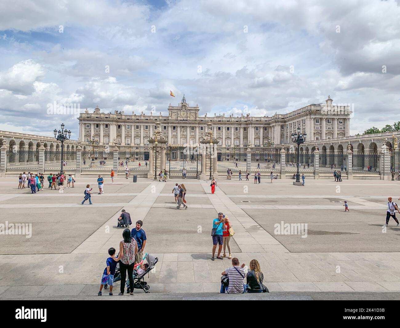 Spain, Madrid. Royal Palace, Looking toward the Tourists' Entrance ...