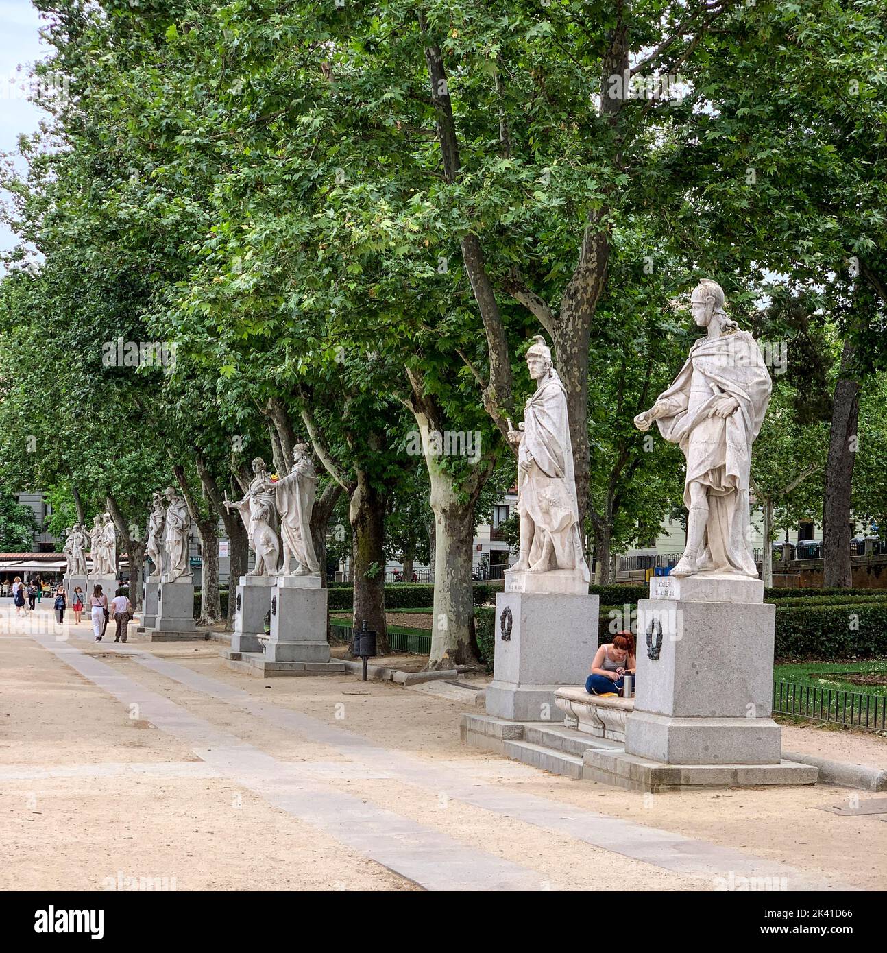 Spain, Madrid. Statues of Kings of Castille, Plaza de Oriente Stock ...