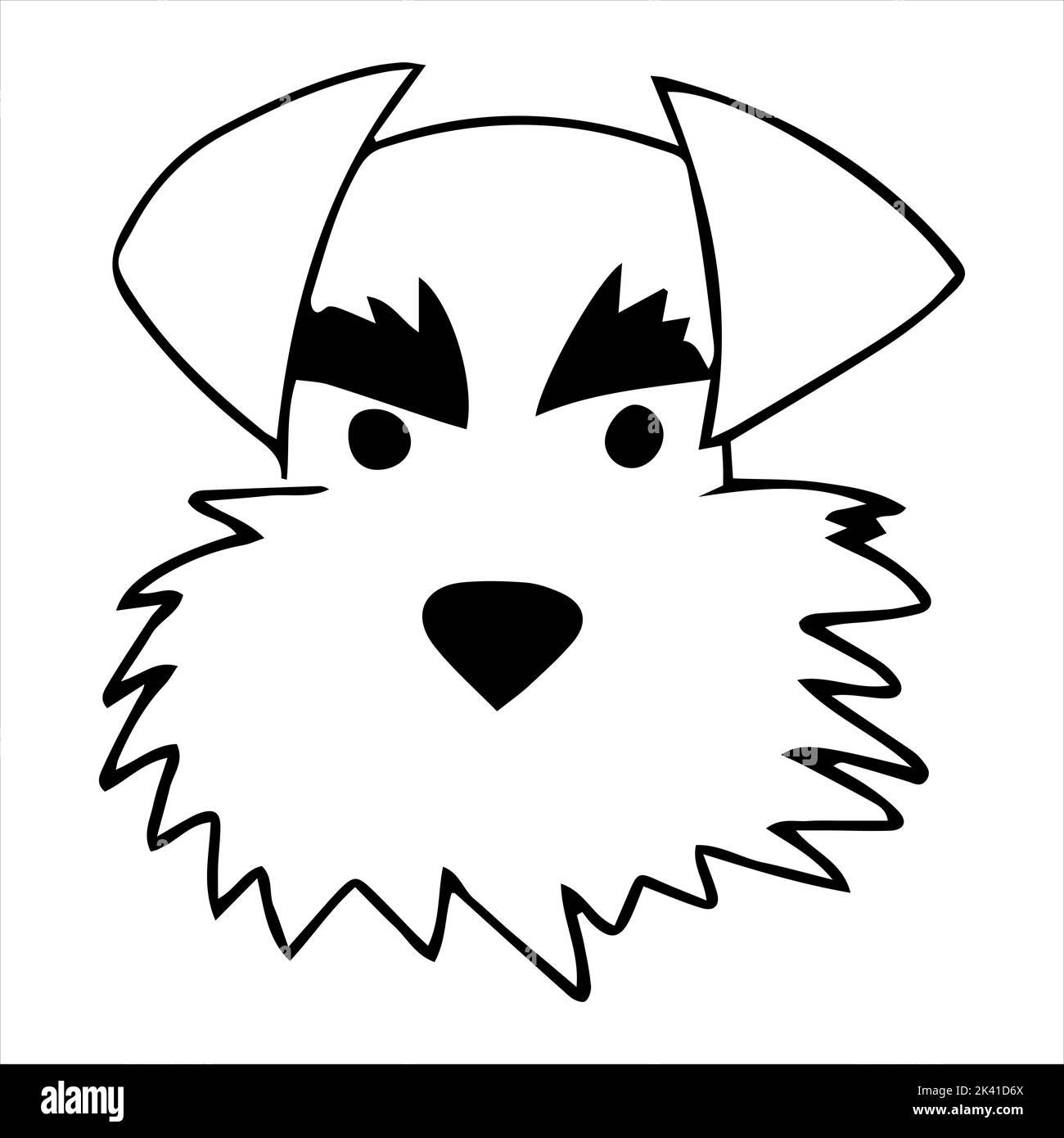 Vector portrait of a Mittel schnauzer dog in doodle cartoon style. Pet ...