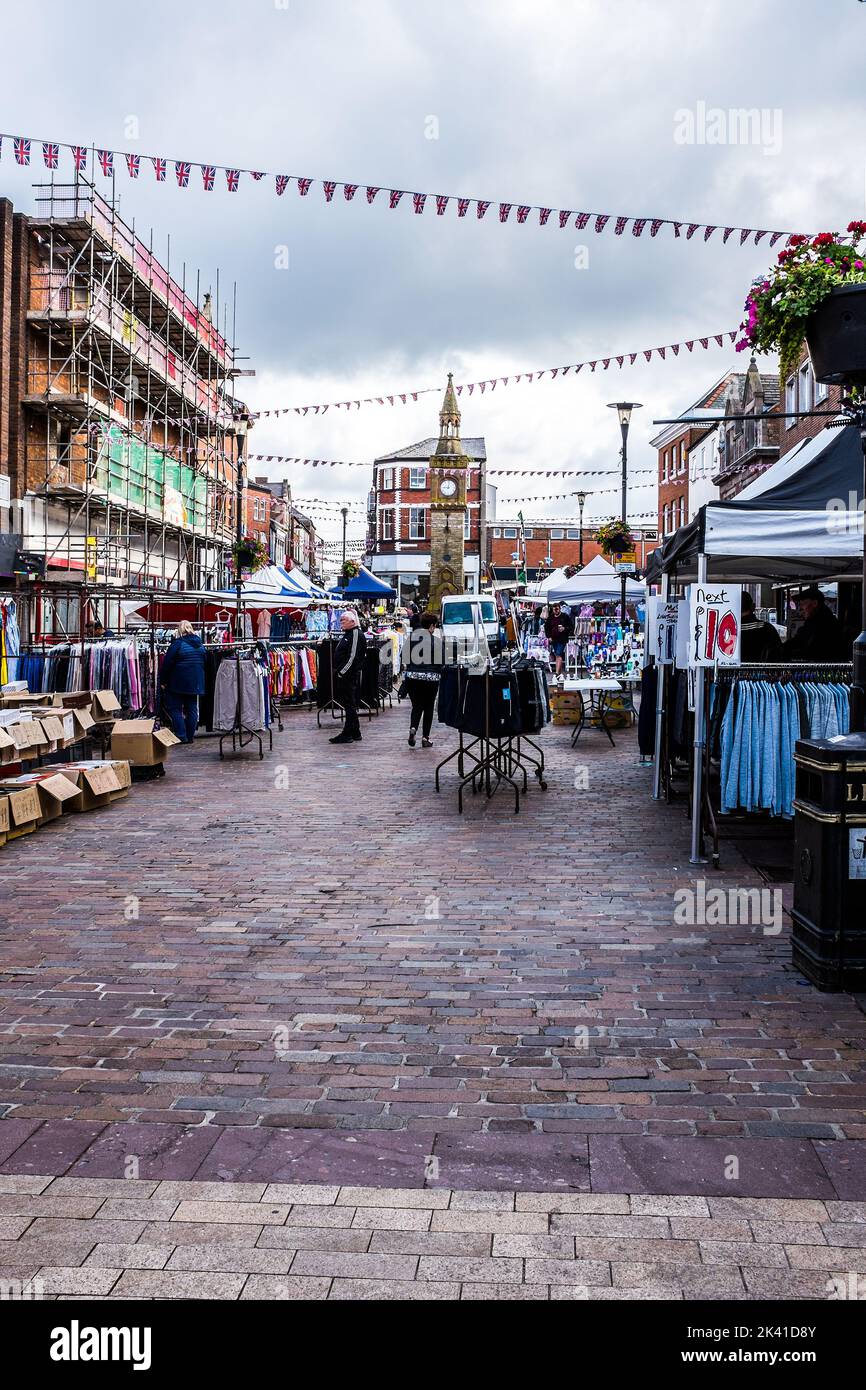 View of Ormskirk market which is held every Thursday and Saturday Stock ...