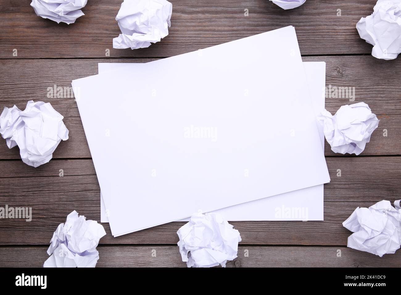 Creativity concept, crumpled paper and blank sheet Stock Photo - Alamy