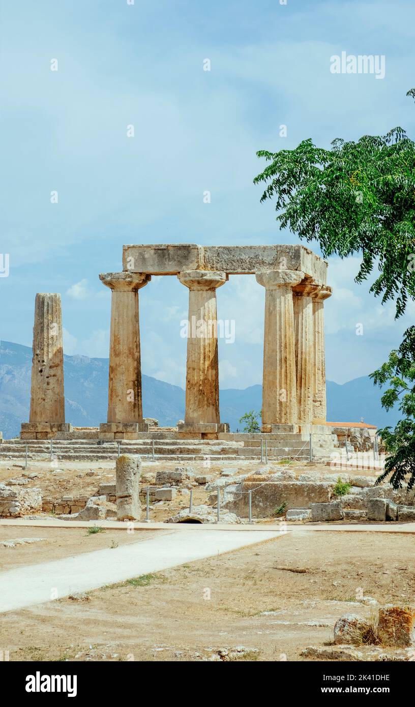 a view of the remains of the famous Temple of Apollo, in the Ancient ...