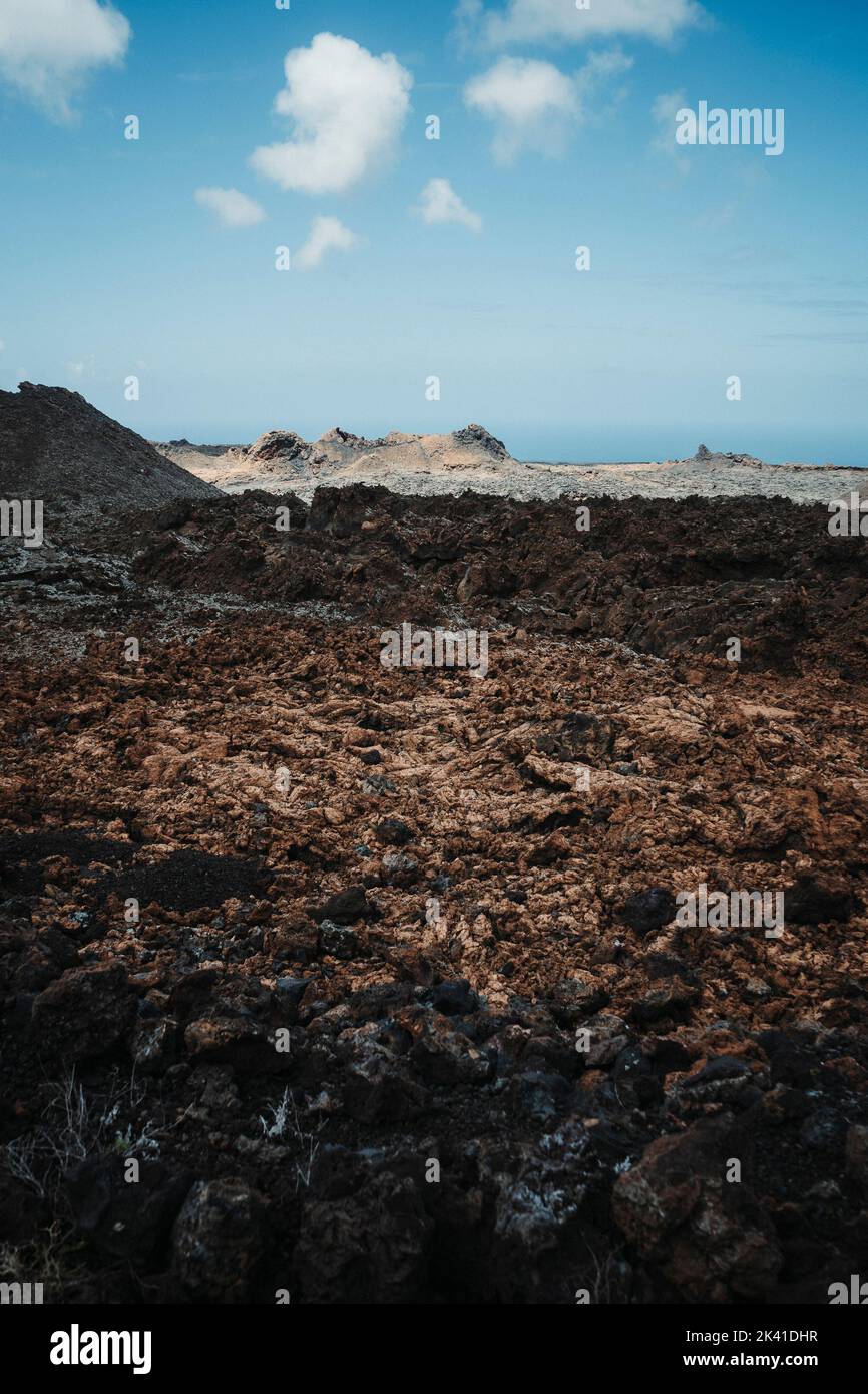 Amazing volcanic landscape with lava fields in Timanfaya National Park ...