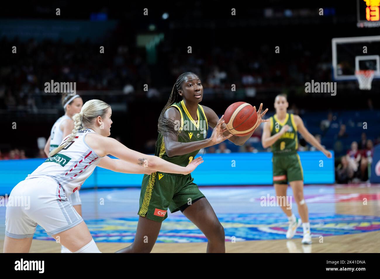 Sydney, Australia. 29th Sep, 2022. Ezi Magbegor of Australia throws the ...