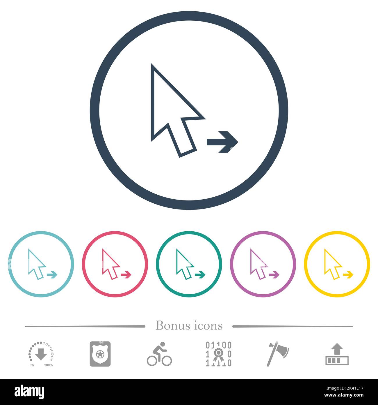 Arrow cursor right outline flat color icons in round outlines. 6 bonus ...