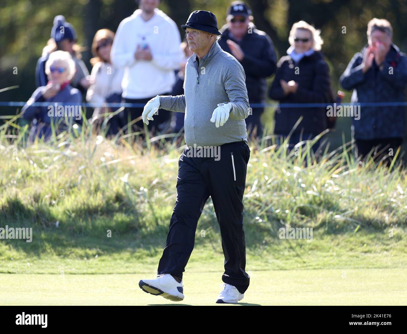 Bill Murray entertains the crowd on day one of the Alfred Dunhill Links ...