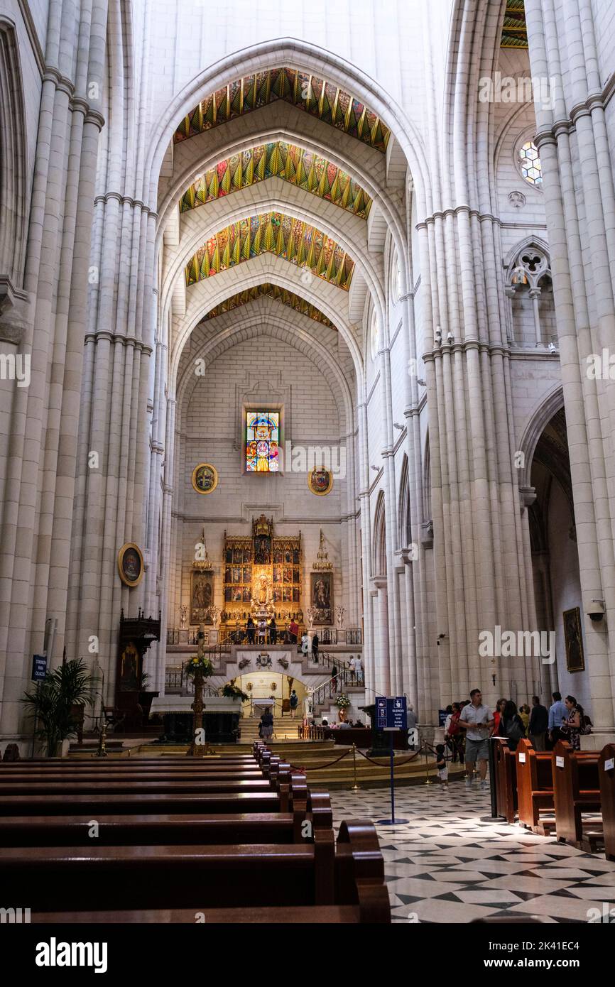 Spain, Madrid. Cathedral of Almudena Interior, Facing the Altar and the ...