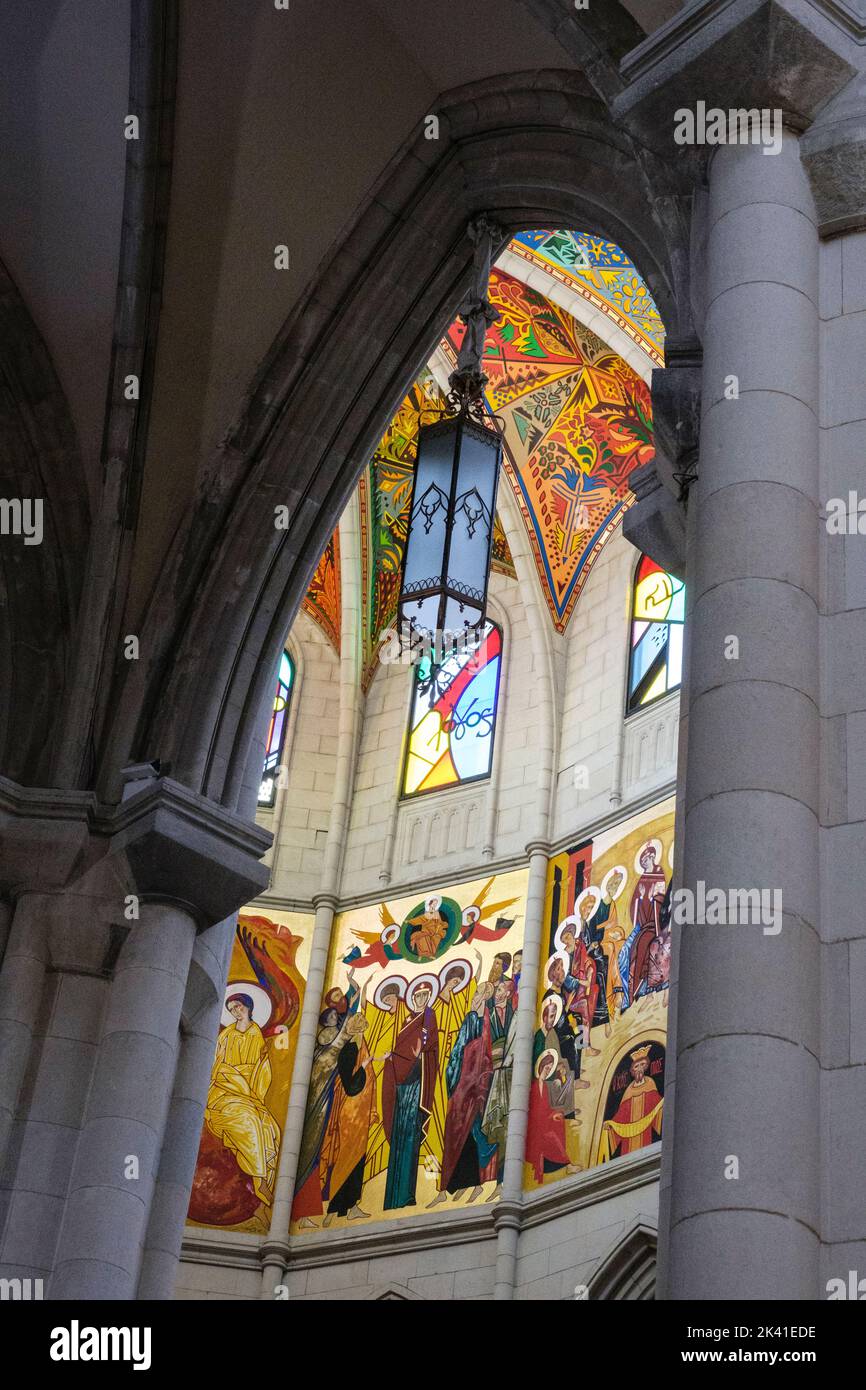 Spain, Madrid. Cathedral of Almudena. Murals and Stained Glass Windows ...