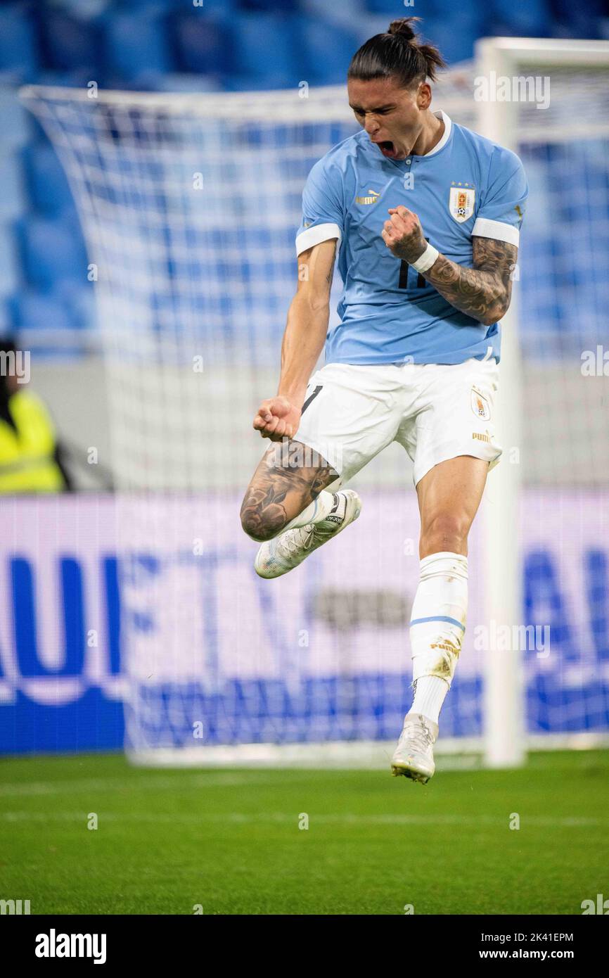 BRATISLAVA, SLOVAKIA - SEPTEMBER 27: Darwin Nunez of Uruguay reacts ...