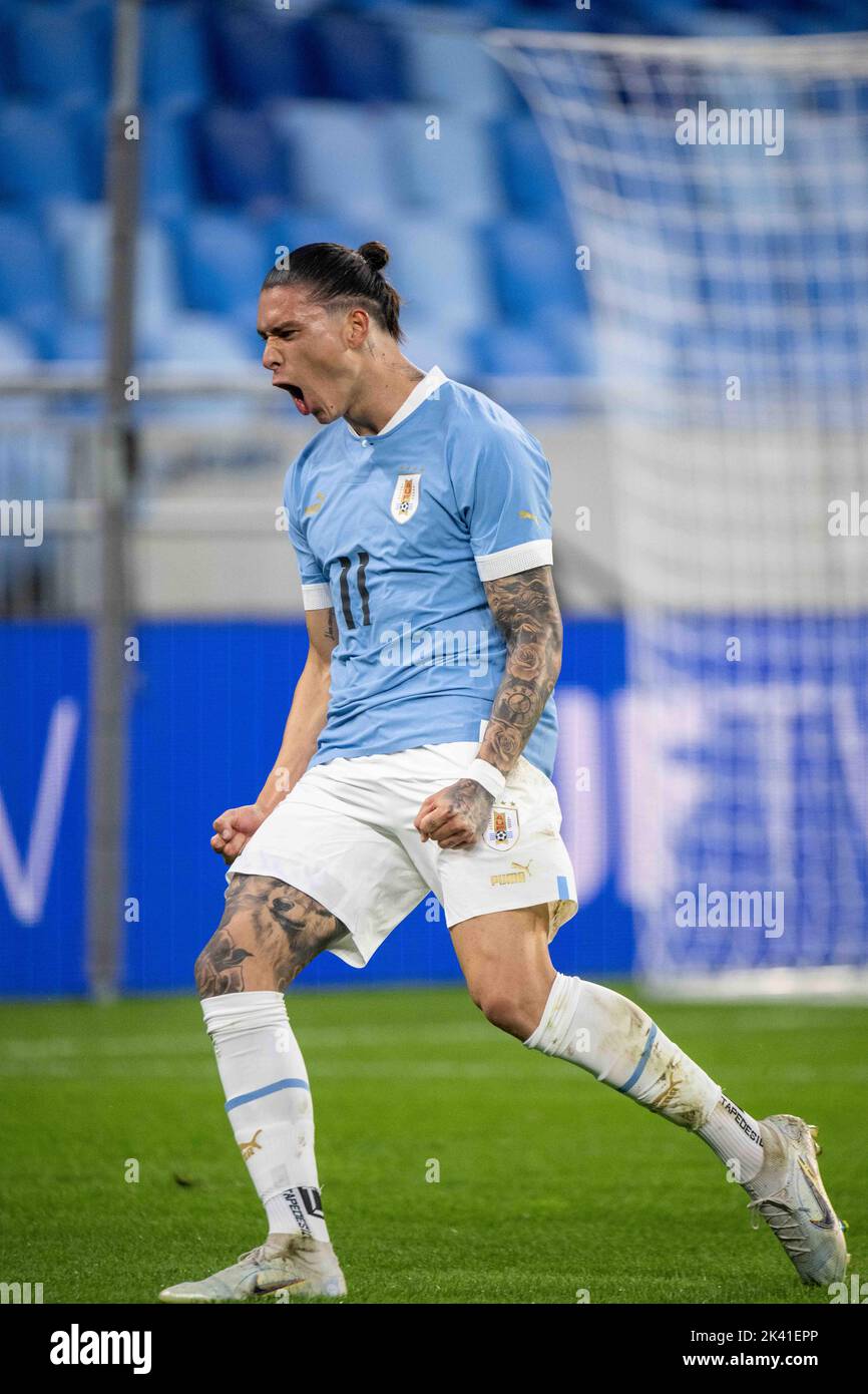 BRATISLAVA, SLOVAKIA - SEPTEMBER 27: Darwin Nunez of Uruguay reacts ...